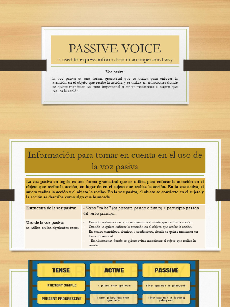 Uso y Estructura de la Voz Pasiva | PDF | Verbo | Asunto (gramática)