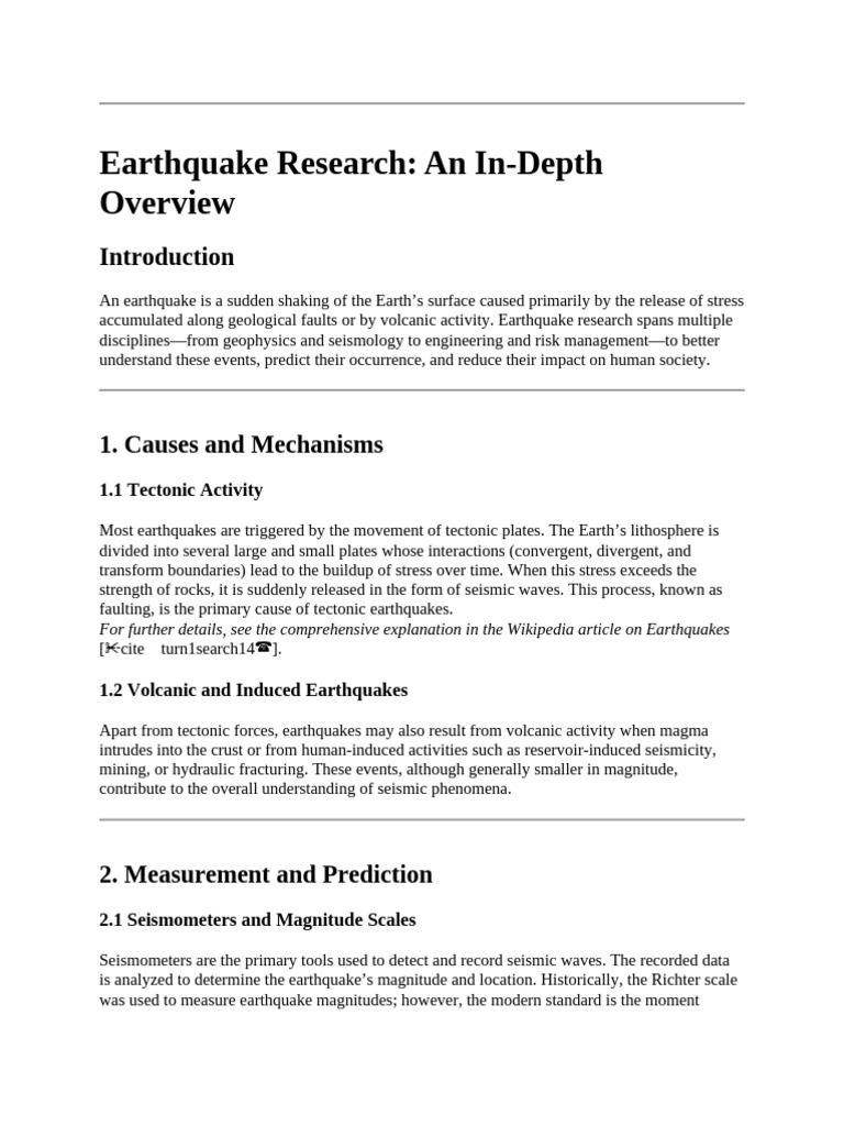 Earthquake Research Overview and Advances | PDF | Earthquakes | Seismology