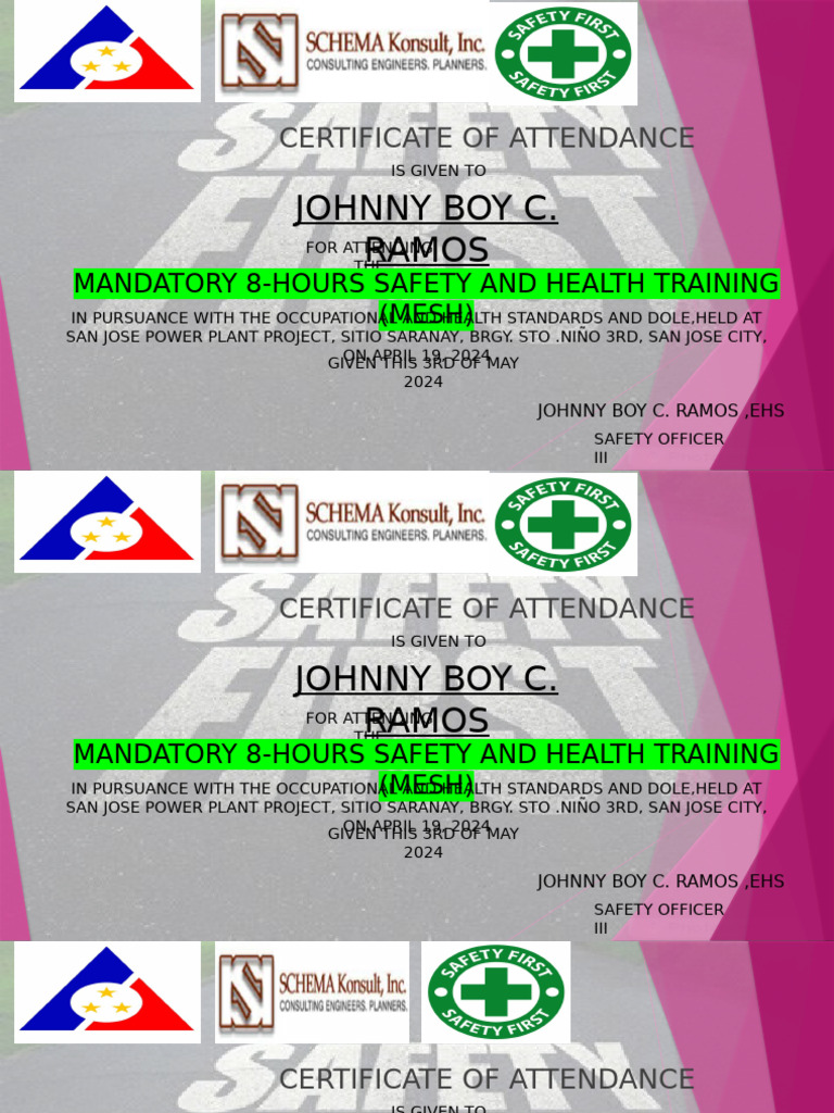 Certificate of Attendance for MESH Training | PDF