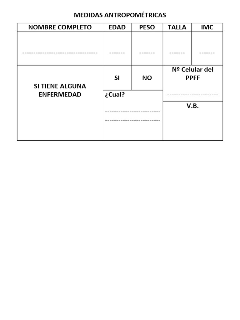Medidas Antropométricas 2023 | PDF