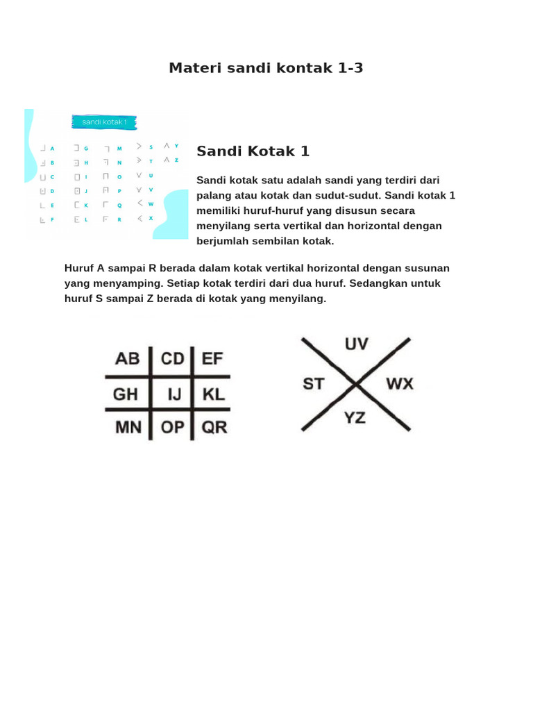 Sandi Kotak 1-3 Pramuka | PDF