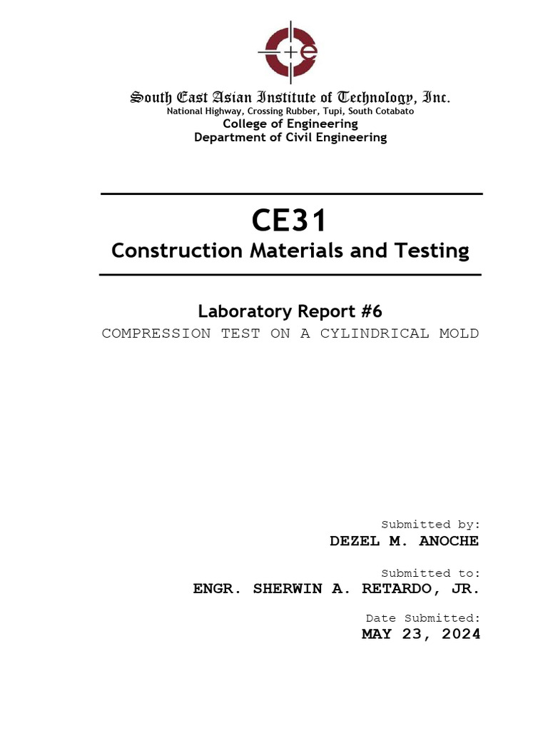 Compressive Strength Test Report | PDF | Strength Of Materials | Concrete