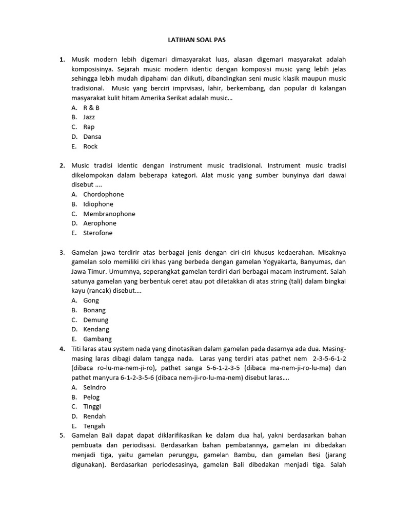 Latihan Soal Pas Kelas Xi | PDF