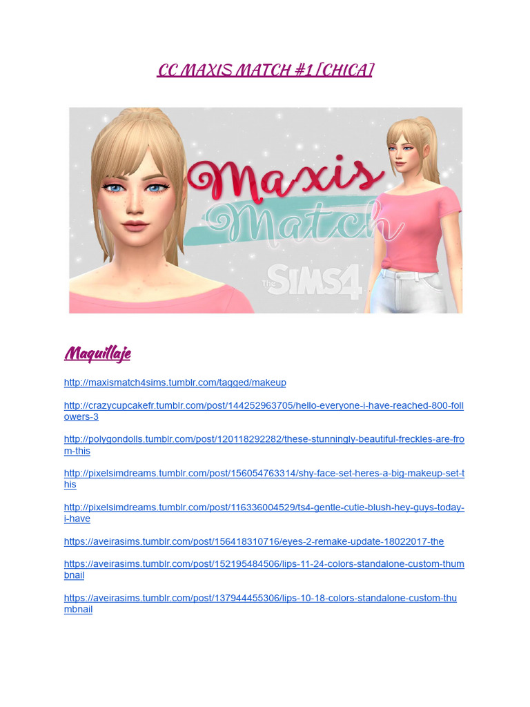 CC Maxis Match #1 - Chica | PDF