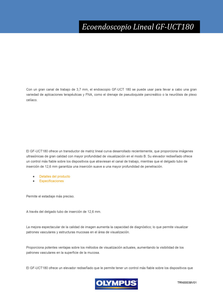 TRN00039V01 - Ecoendoscopio Lineal GF-UCT180-Material Prestudio | PDF ...