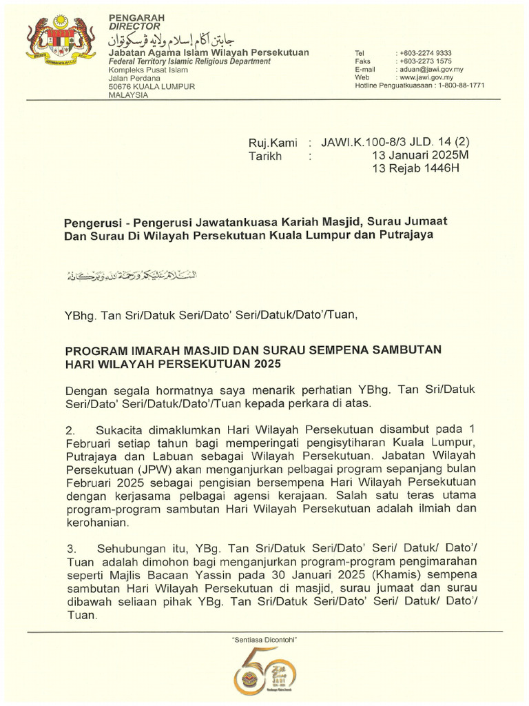Program Imarah Masjid Dan Surau Sempena Sambutan Hari Wilayah ...