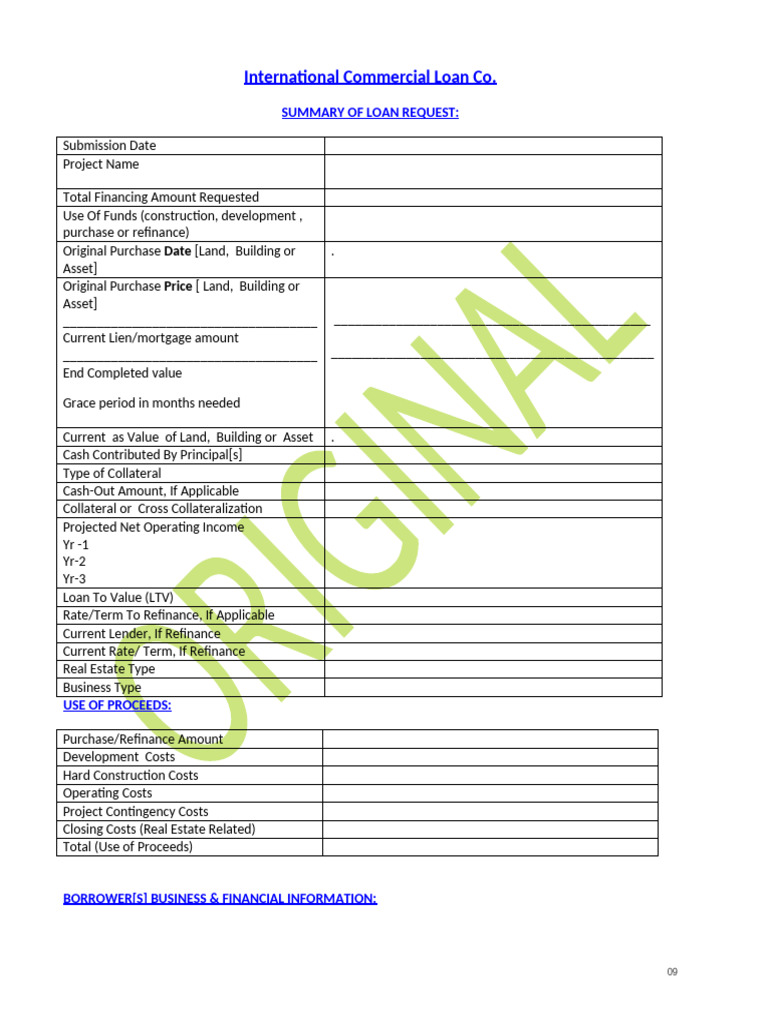 Commercial Loan Application Overview | PDF | Refinancing | Loans