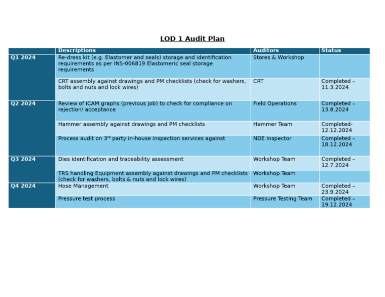LOD 1 Audit Plan | PDF