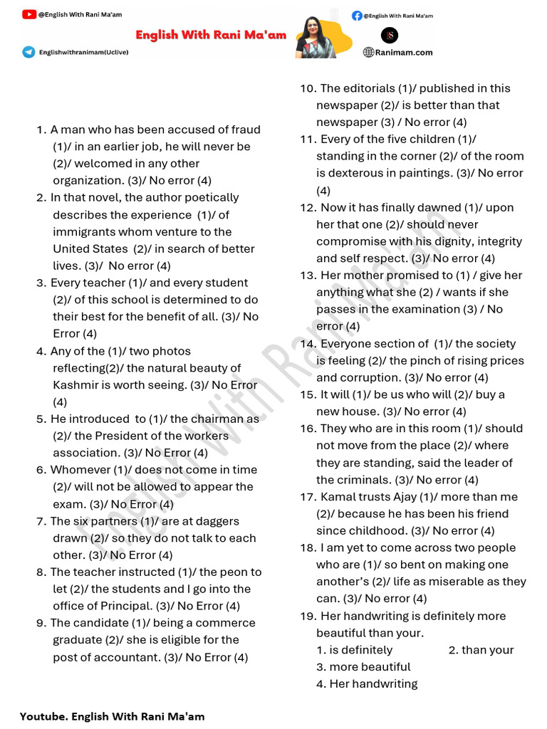 English Grammar Error Correction Guide | PDF