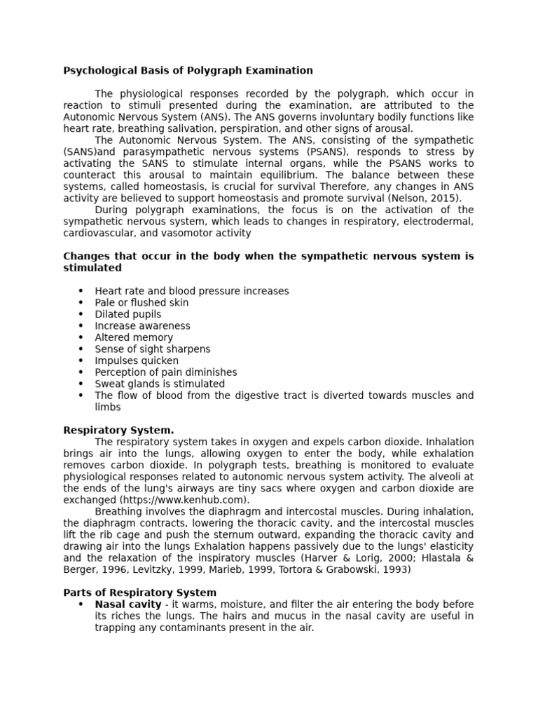Psychological Basis of Polygraph Examination | PDF | Respiratory Tract ...