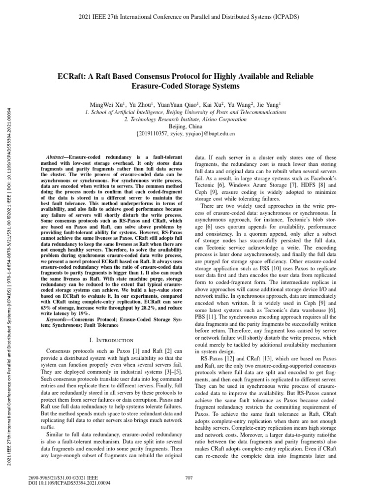 ECRaft_A_Raft_Based_Consensus_Protocol_for_Highly_Available_and_Reliable_Erasure-Coded_Storage ...