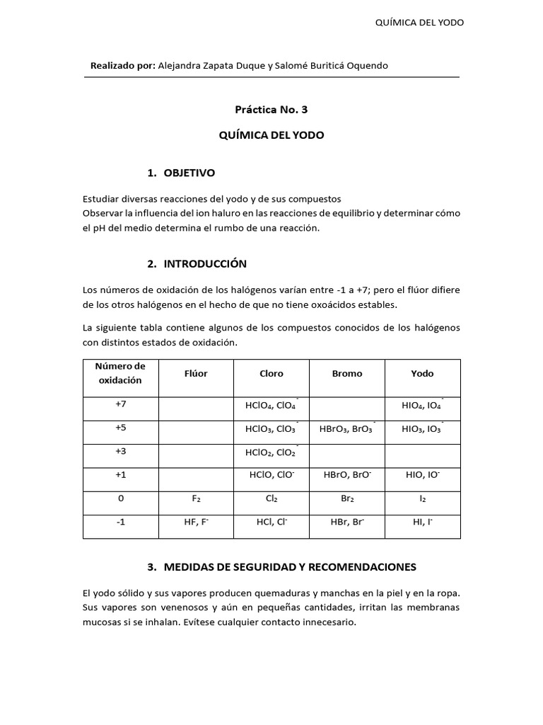 Estados de oxidación del yodo | PDF | Redox | Yodo