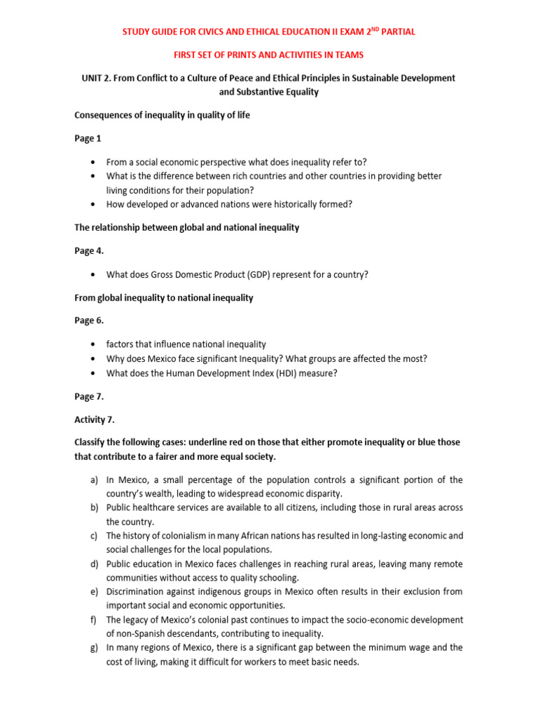 Study Guide Civics and Ethical Education 2nd Partial Exam | PDF | Cost ...