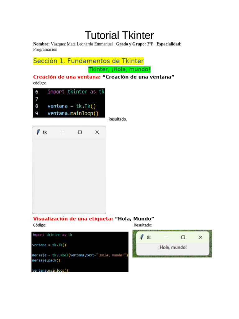 Tkinter Tutorial | PDF | Botón (Computación) | Ventana (informática)