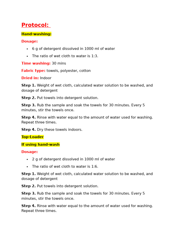Protocol Washing | PDF