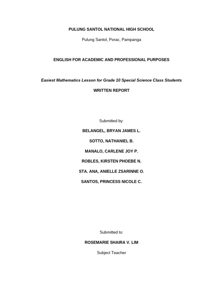 EAPP Written Report Format Q2 Final Perf Task | PDF