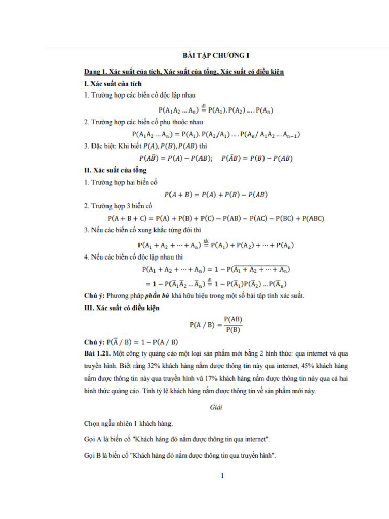 Giai Sach Bai Tap Chuong 1 Xac Suat Thong Ke 1004 | PDF