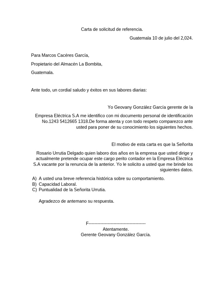 Solicitud de Referencia Laboral | PDF