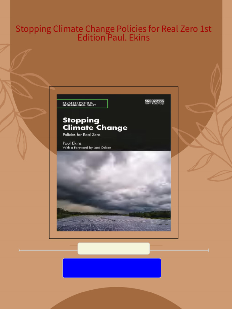 Stopping Climate Change Policies For Real Zero 1st Edition Paul. Ekins ...