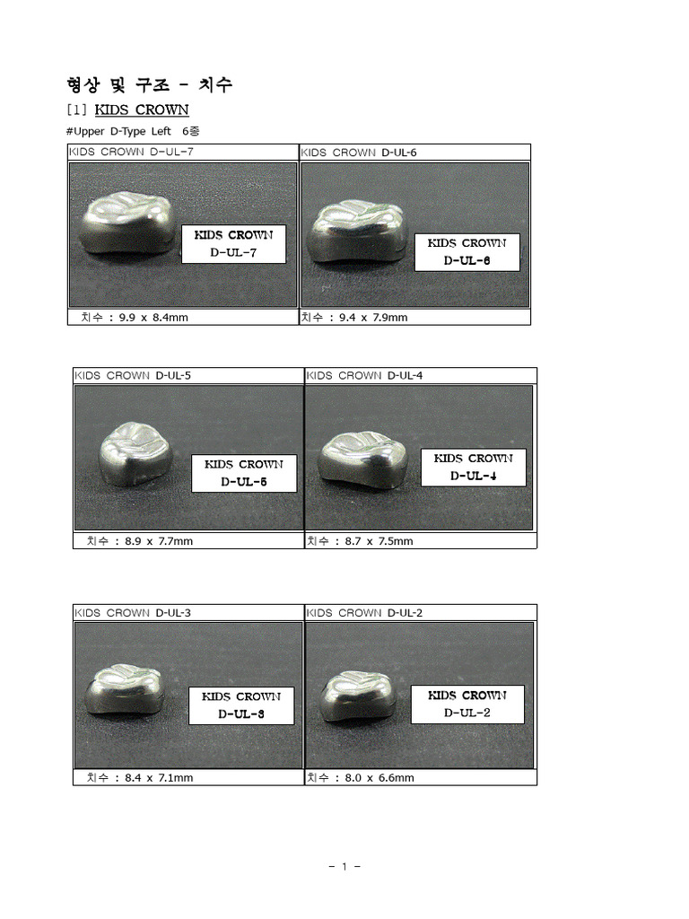 Kids Crown - Size Measurement Table | PDF