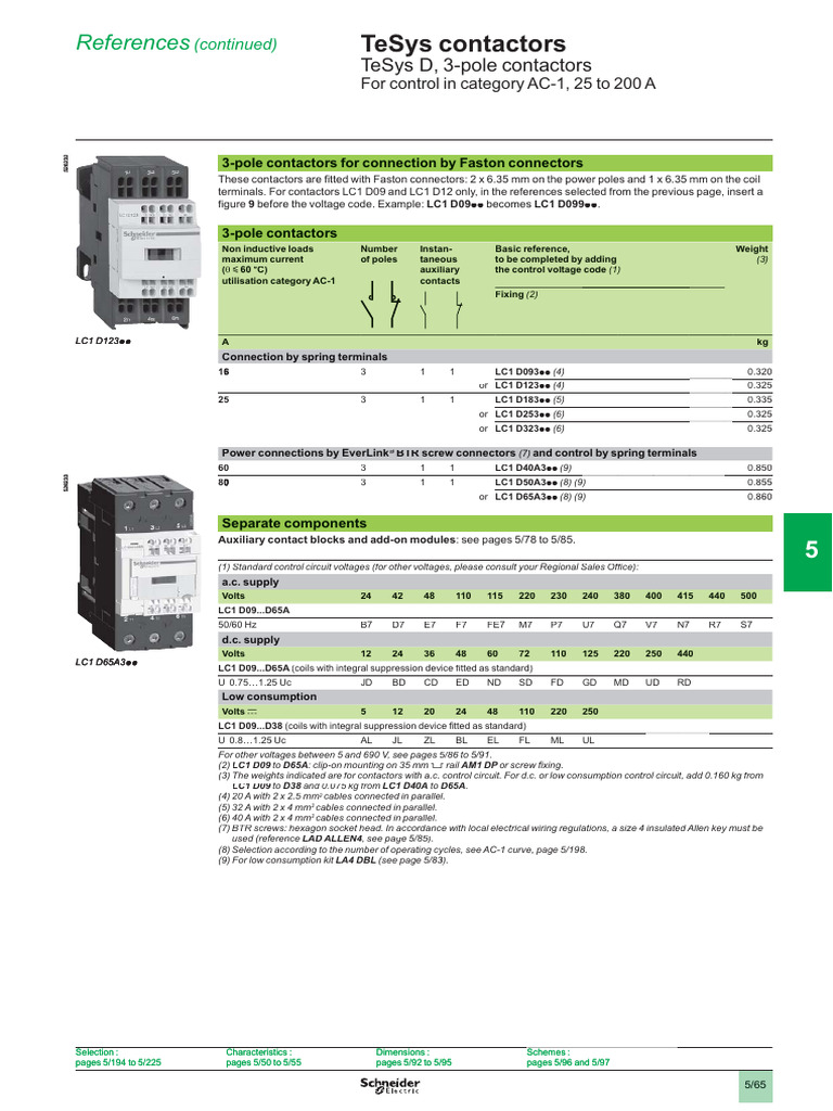 Schneider-Contactor-Catalogue_66 | PDF | Series And Parallel Circuits ...