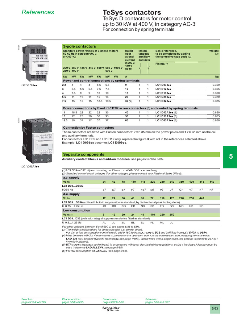 Schneider Contactor Catalogue - 64 | PDF | Electrical Engineering | Power (Physics)
