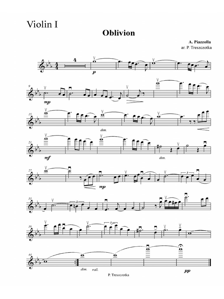 Piazzolla Oblivion - String Quartet | PDF
