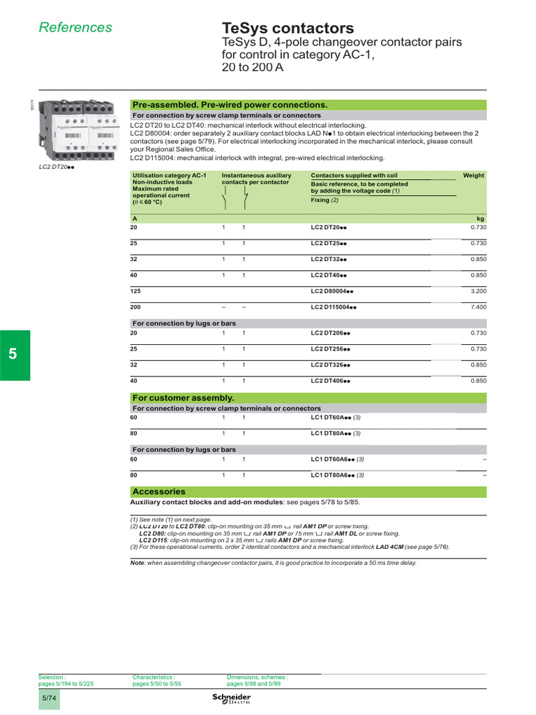 Schneider Contactor Catalogue - 75 | PDF