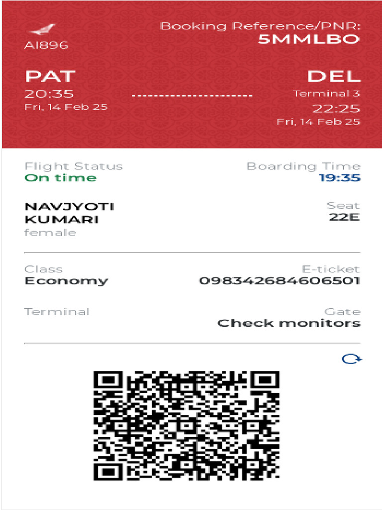 Boardingpass B9Y6RR PATDEL | PDF