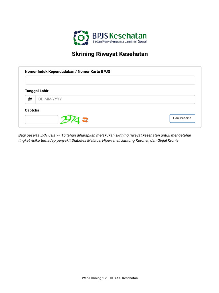 Web Skrining BPJS Kesehatan | PDF