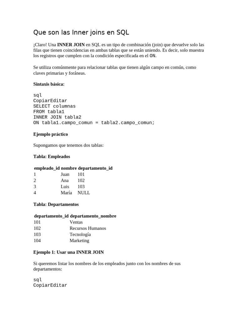 13 Que Son Las Inner Joins en SQL | PDF