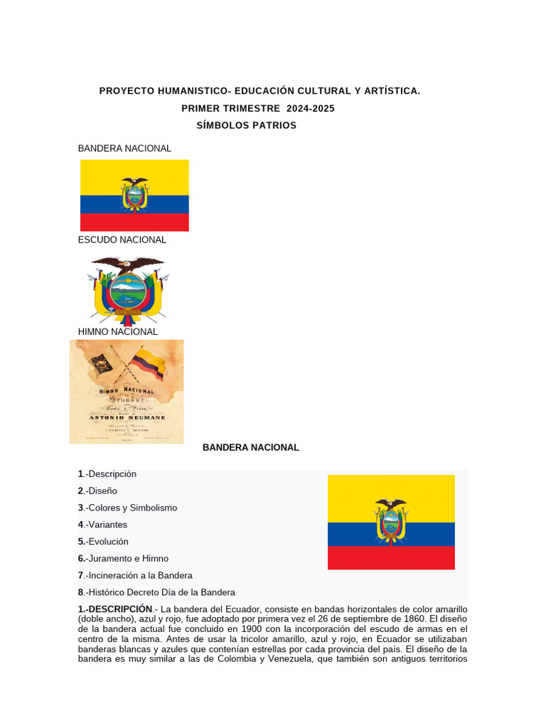 Simbolos Patrios Proyecto Primer Trimestre | PDF | Bandera | Heráldica