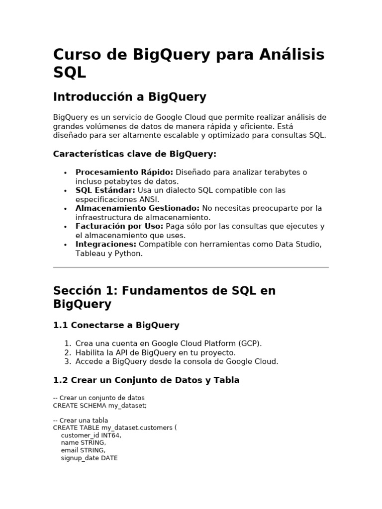 17 Curso de BigQuery para Análisis SQL | PDF | SQL | Informática