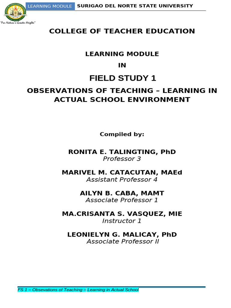 School Teaching Observation Module | PDF | Learning | Classroom