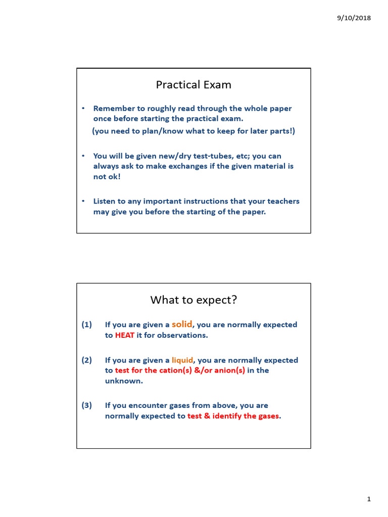 Practical Exam Tips for Chemistry | PDF | Ion | Ammonia