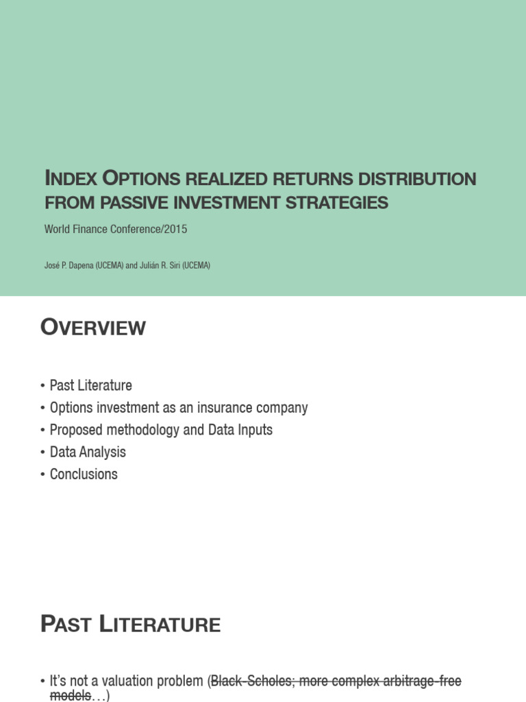 Index Options Realized Returns Distribution From Passive Investment | PDF | Option (Finance ...