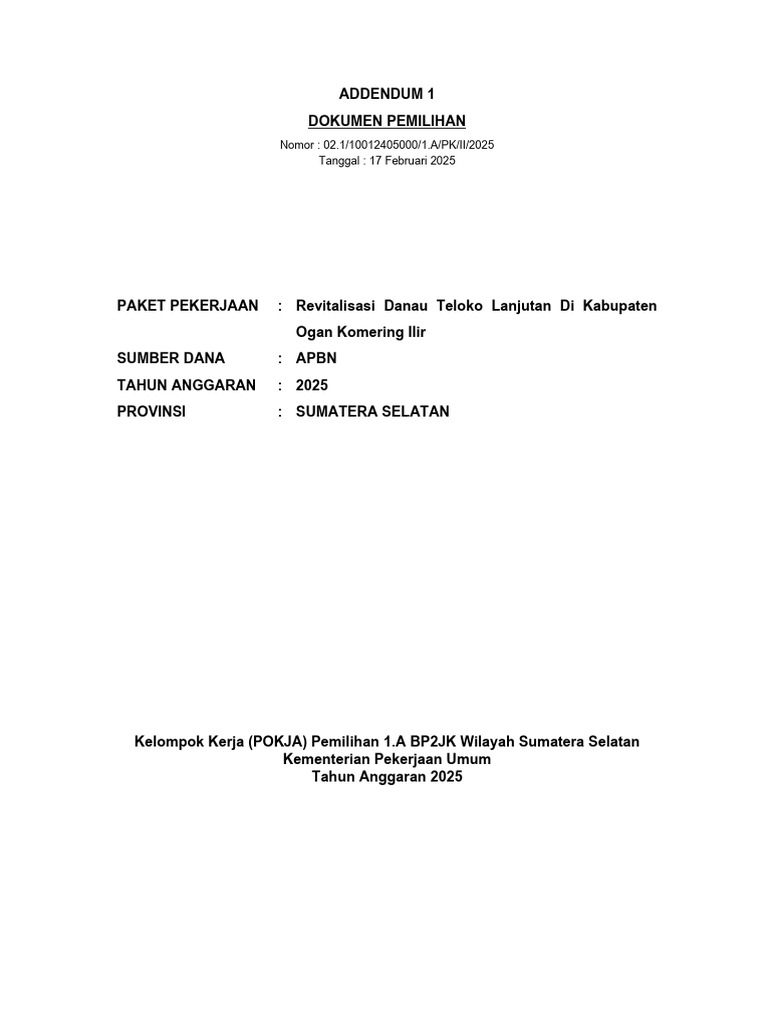 Adendum+Dokumen+Pemilihan+Pokja+1.A | PDF