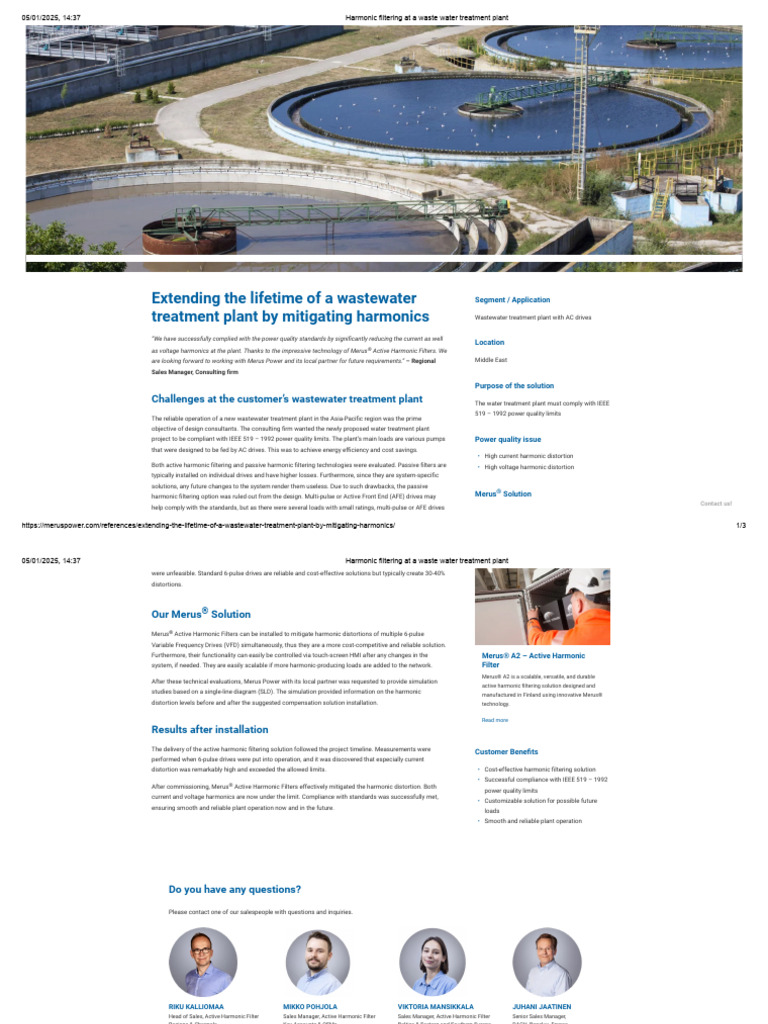 Harmonic Filtering at A Waste Water Treatment Plant | PDF | Electronics | Electrical Engineering