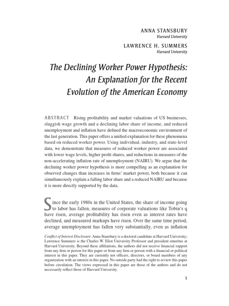 The Declining Worker Power Hypothesis - An Explanation For The Recent ...