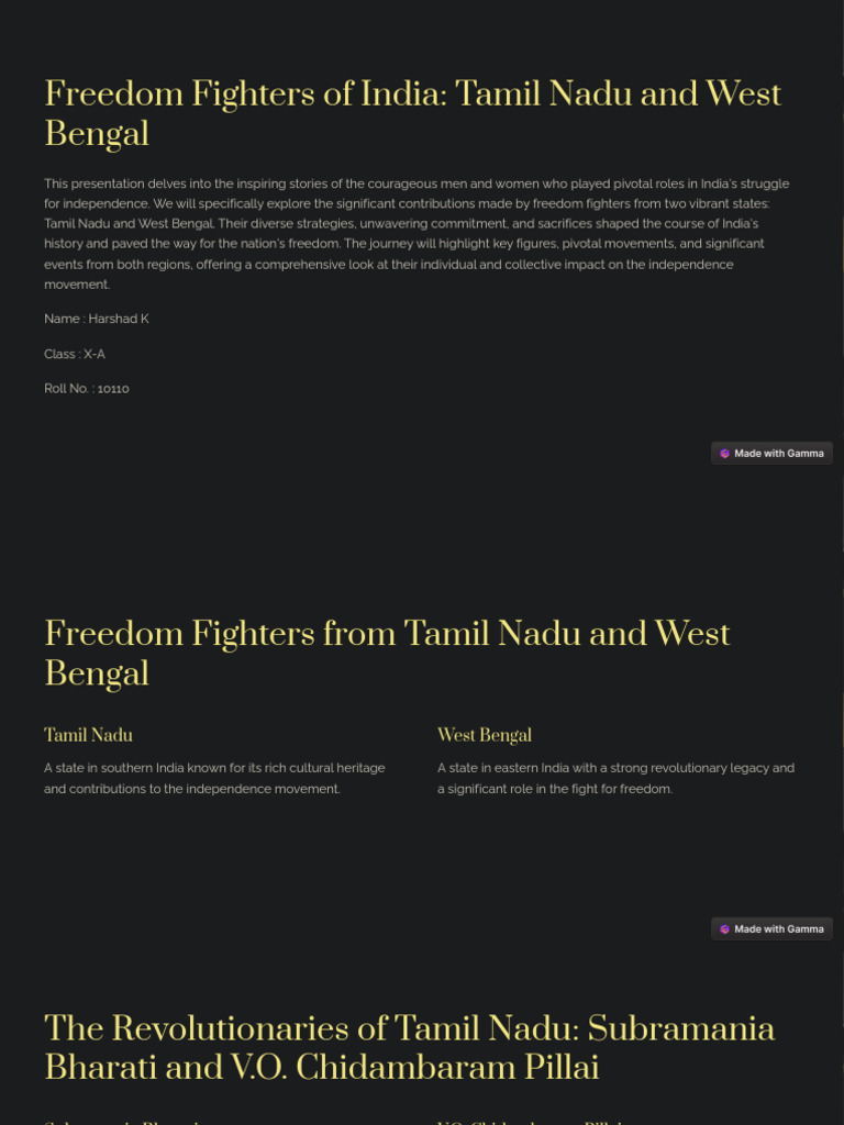 Freedom Fighters of India Tamil Nadu and West Bengal | PDF