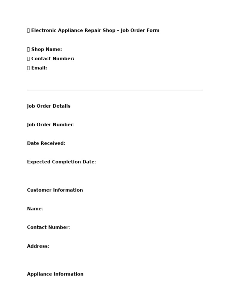 Group 1 Job Order Form | PDF