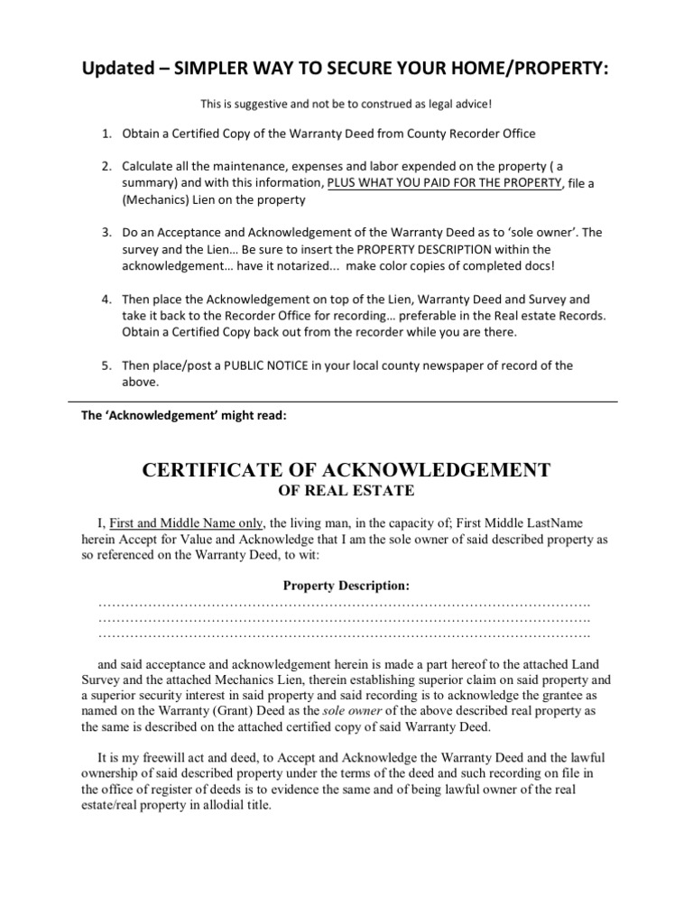Updated Simpler Process of Securing and Acknowledgement