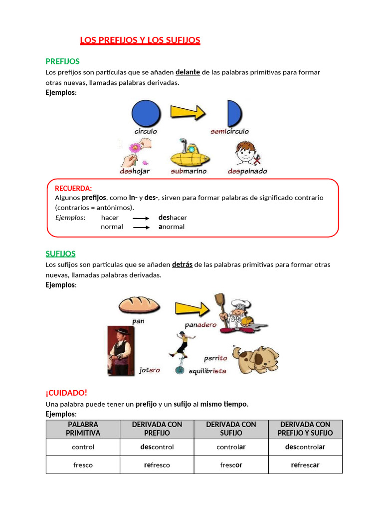Actividad en Clase de Prefijos y Sufijos 9no A-B | PDF | Unidades ...
