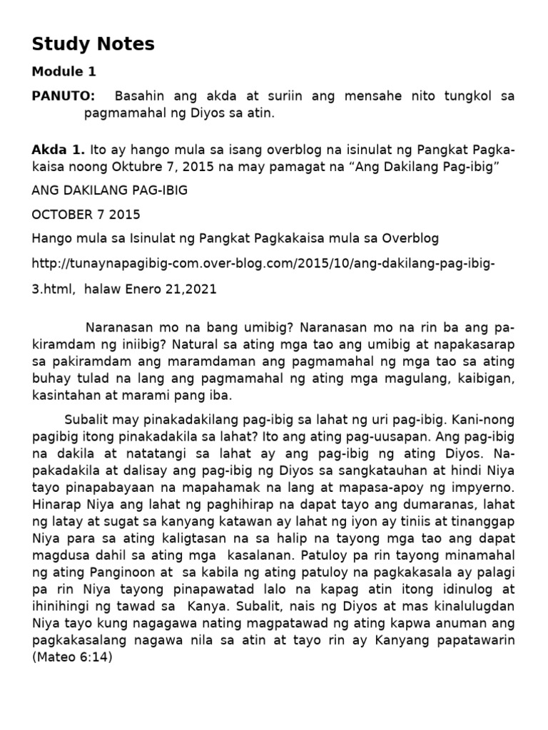 Study Notes ESP 10 Module 1 4 | PDF