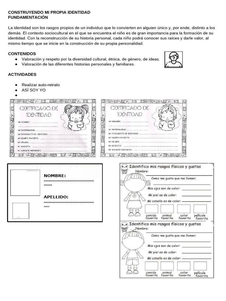 Construcción de Identidad Infantil | PDF | Psicología Social