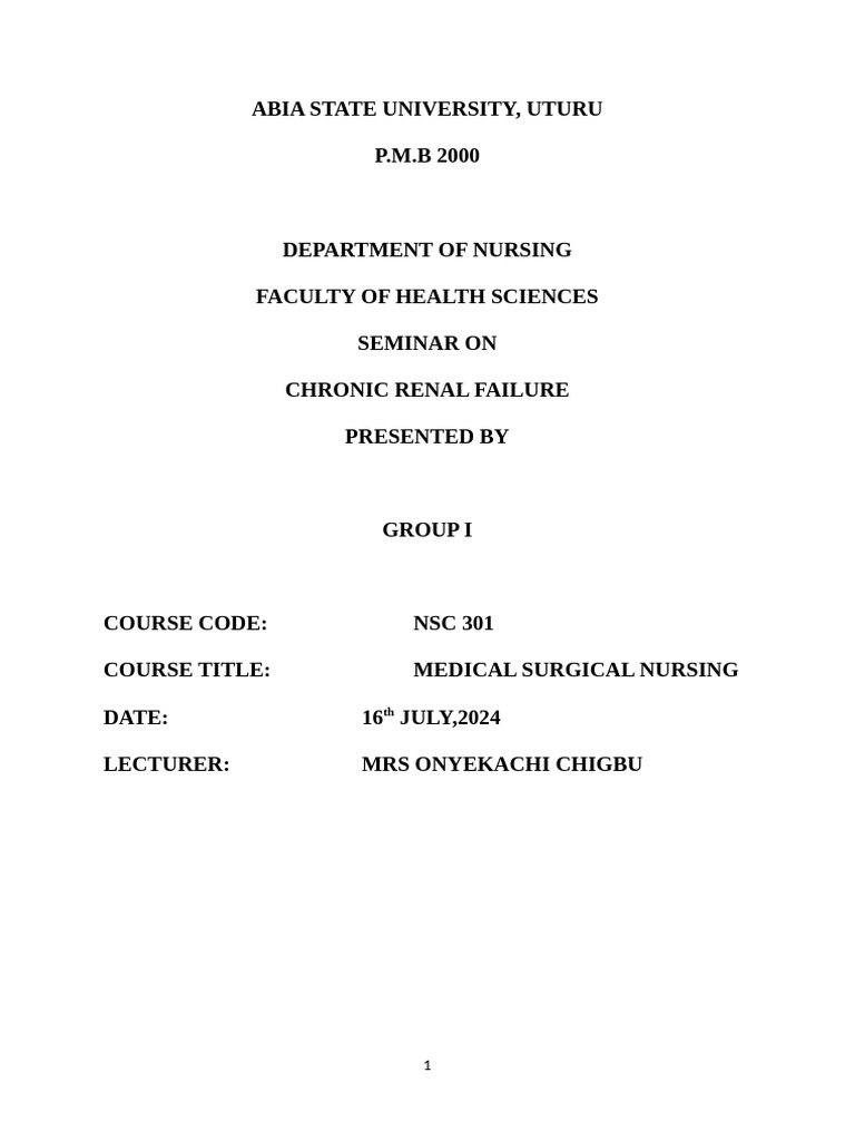 Nursing Administration | PDF | Chronic Kidney Disease | Kidney