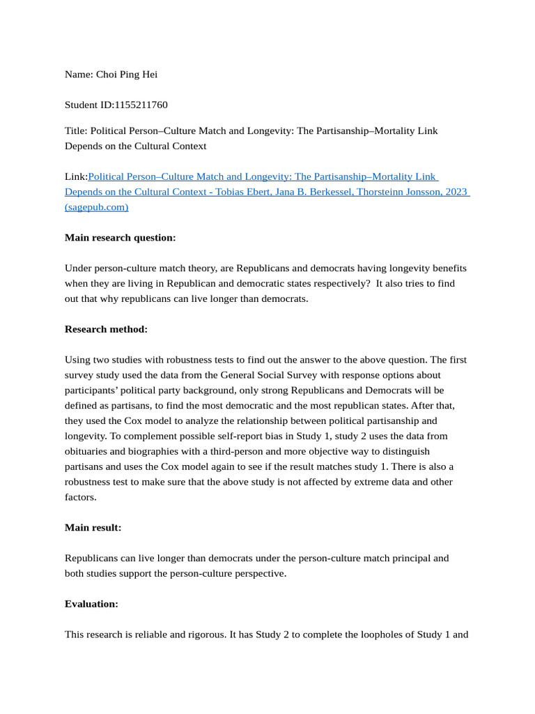 Psycho Assignment 1 | PDF