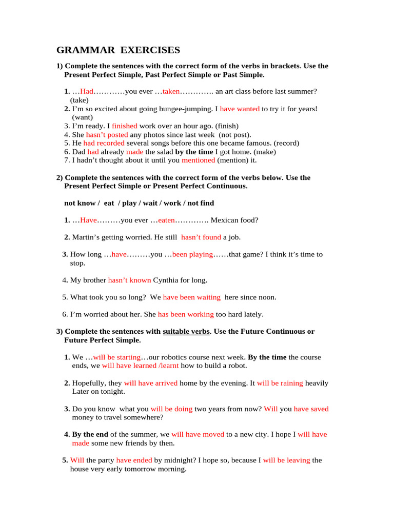 Grammar - Answers | PDF