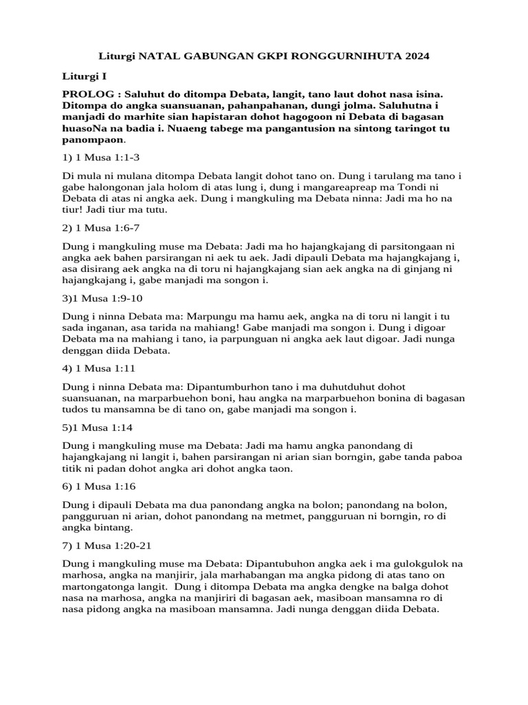 Liturgi Natal Ama Ina 2024 | PDF