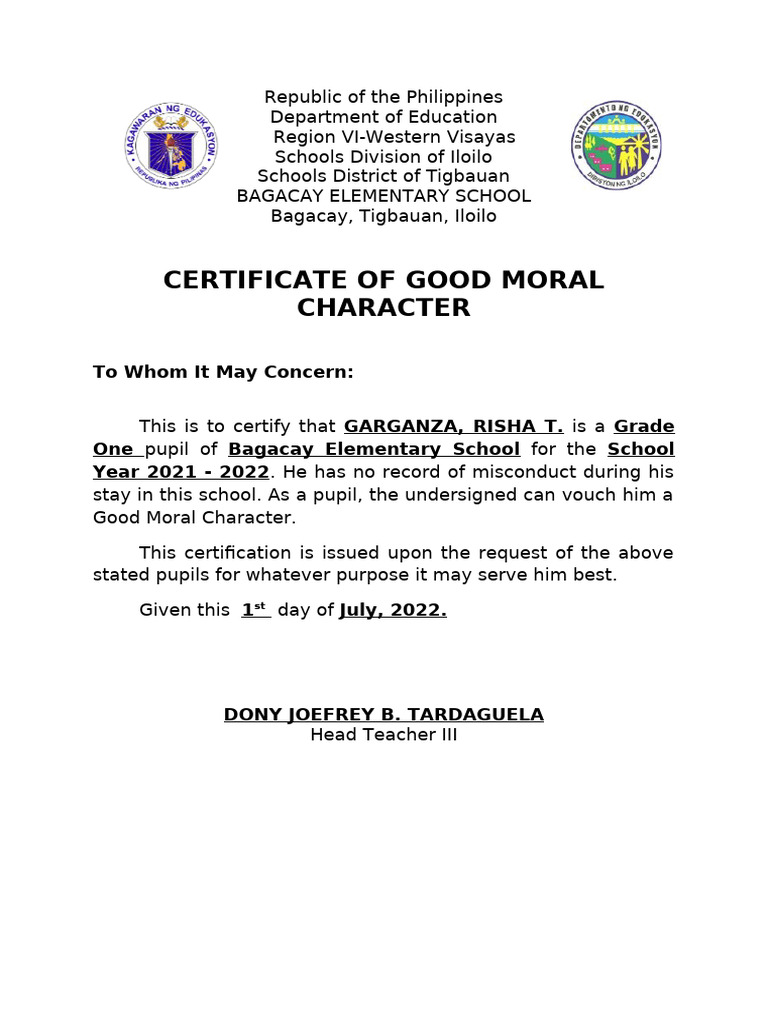 Bagacay Elementary School Certifications | PDF